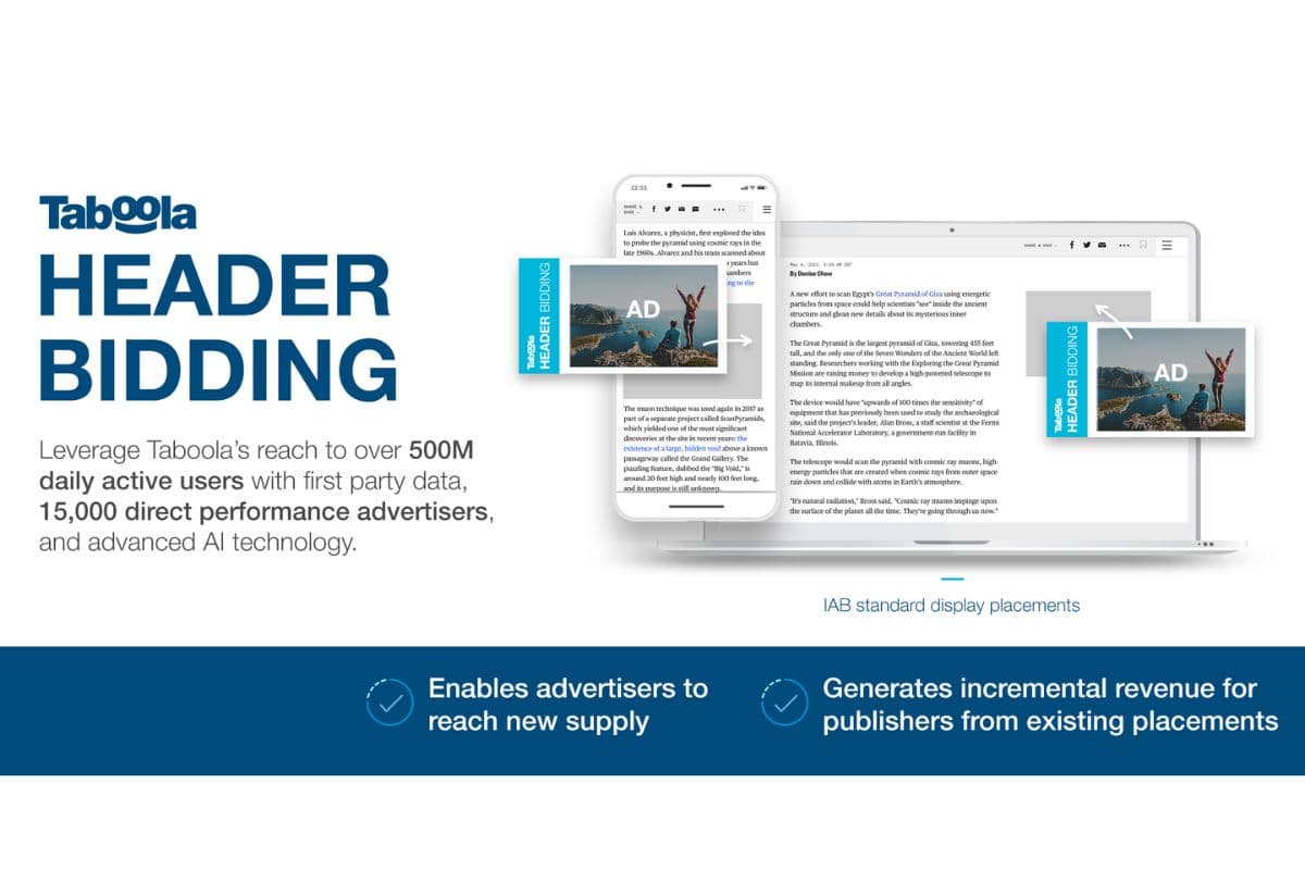 Taboola anuncia el lanzamiento de Taboola Header Bidding